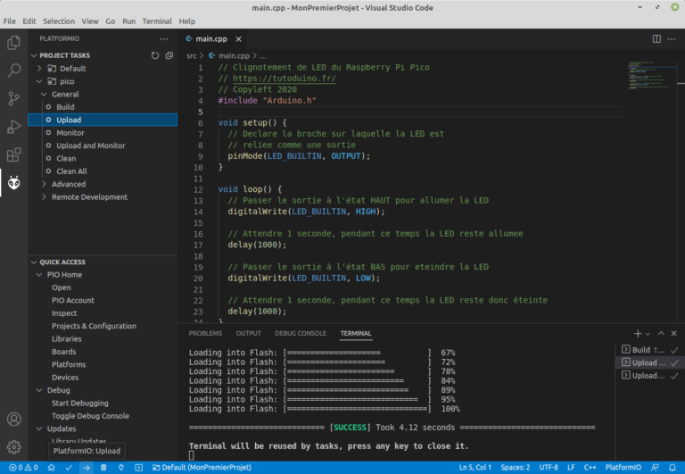 Program your Raspberry Pi Pico with Visual Studio Code and PlatformIO