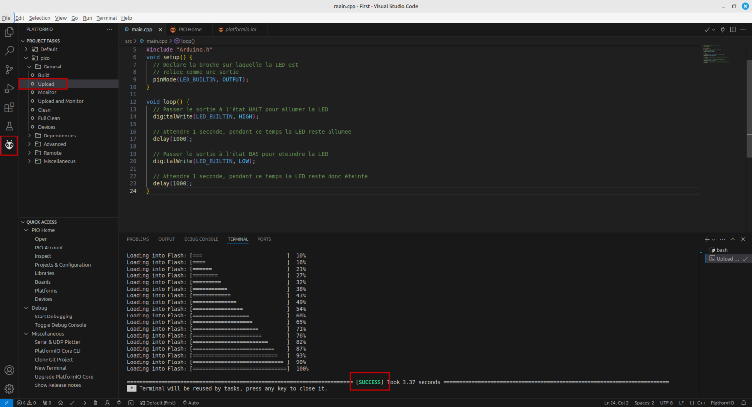 Programmez un Raspberry Pi Pico avec VS Code et PlatformIO