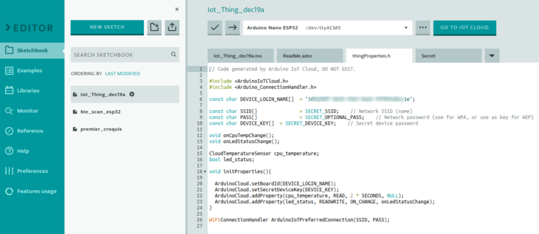 Créez votre premier objet connecté (IoT) avec Arduino Cloud