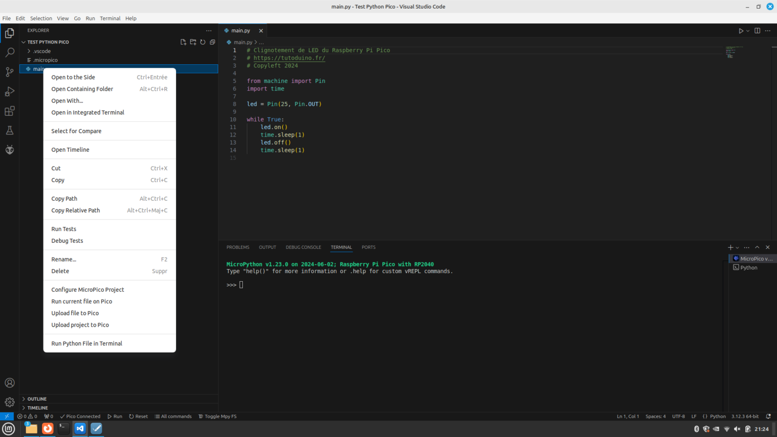 Programmer un Raspberry Pi Pico en Python avec VS Code