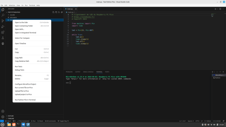 Programmer un Raspberry Pi Pico en Python avec VS Code