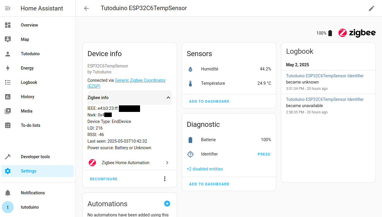 Create a battery-powered Zigbee sensor with an ESP32C6
